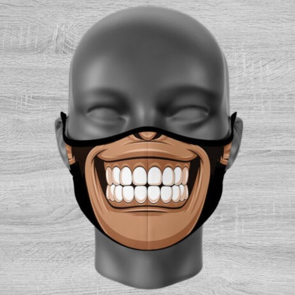 Custom | Accessories | Face Mask Big Happy Smile Party Fun Monkey Super ...